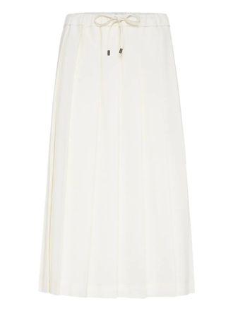 Brunello Cucinelli jupe mi-longue à design plissé - Blanc