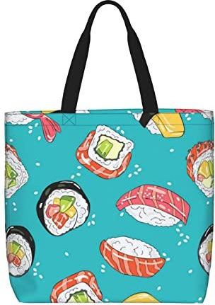 Generic Sac De Courses Cuisine Sushi Roll Ramen Sac Cabas Lavables Pliable Sacs En Toile Pour Femmes, Pour Filles, &Eacute;cole, Shopping, Voyage