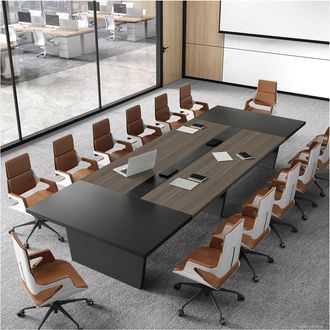 Generic Konferenztisch, for B&uuml;ro und Besprechungsraum, Langer rechteckiger Schreibtisch for 8-20 Personen, verstellbare Fu&szlig;polster, einfache Montage(White+Gra