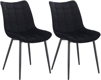 Woltu 2x Sedia Da Pranzo Retro Velluto Senza Braccioli Salotto Imbottite Cucina Nero - Woltu