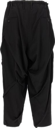 Yohji Yamamoto Mens Black Wool Casual Pants