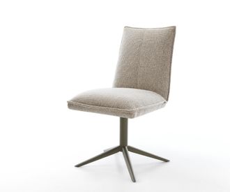 DELIFE Drehstuhl Lelio-Flex Webstoff Soft Beige Fu&szlig;kreuz Effektfinish Titan 360&deg; drehbar Wippfunktion Taschenfederkern, Esszimmerst&uuml;hle