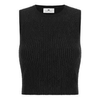 Elisabetta Franchi Ripp-Top ohne &Auml;rmel - - Tops - Damen - Schwarzk - L