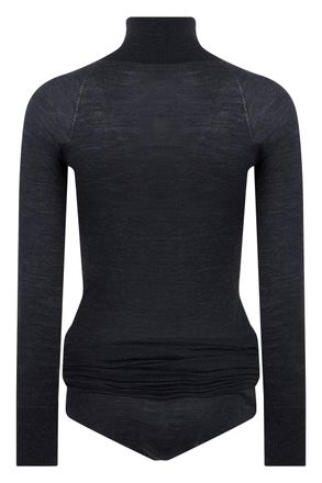 Alaia Womens Long-Sleeve Wool Body Black Tops Top
