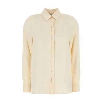Max Mara Femme, Blouses et Chemises, Blanc, Taille: 42 FR Chemise &agrave; Manches Longues en M&eacute;lange de Soie