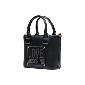 Love Moschino Womens Logo-Embellished Polyurethane Shoulder Bag Black