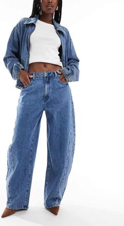 WeWoreWhat Jean ample à taille mi-haute - Délavage moyen-Bleu