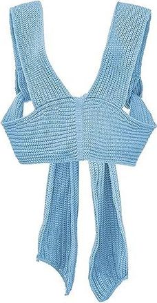 Generic D&eacute;bardeur court sans manches &agrave; nouer et dos nu pour femme, bleu, Taille unique