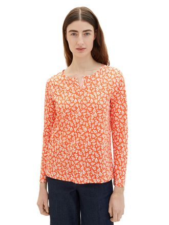 Tom Tailor Damen 1035400 T-Shirt mit Muster, 31119 - Red Floral Design, XS