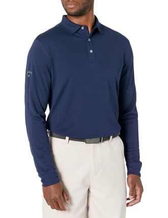 Callaway Herren Lang&auml;rmeliges solides Golf-Poloshirt Polo, Peacoat, 3X-Large