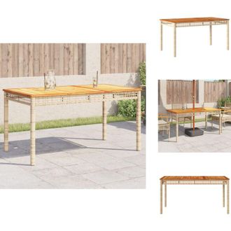 vidaXL Gartentisch Beige 140x80x75 cm Poly Rattan Akazienholz - Esstisch - Gartentisch - Terrassenm&ouml;bel - Outdoor M&ouml;bel - Rattan Tisch