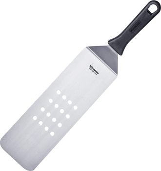 Westmark Profi-Wender/Grill-Spachtel, Gewinkelt, Flexibel, Gelocht, Klingenmaß: 9,5 x 27,5 cm, Länge: 43 cm, Rostfreier Edelstahl/Kunststoff, Master Line, Schw