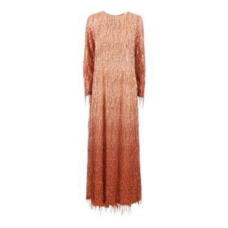 Clips Abito Paillettes Lungo - - Dresses - Damen - Beige - 2XS