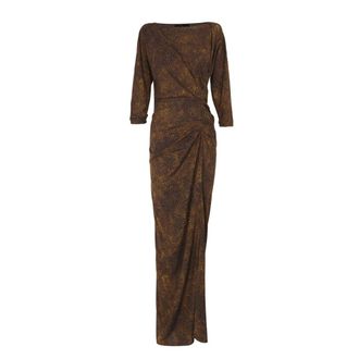 Cortana Carey- langes Seidenkleid mit Animal-Print - - Dresses - Damen - Braun - M