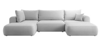 Selsey Sofa Ecksofa Eckcouch Schlafsofa Couch Mit Stauraum Schlaffunktion Pflegeleicht Polyurethanschaum U Form Links OVO Grau Veloursoptik Castel