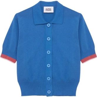 Alpha Studio Femme, Pulls, Bleu, Taille: 38 FR New Stripes Cardigan