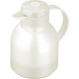 Emsa Samba Isolierkanne 504687 | 1 Liter | Quick Press Verschluss | 100% dicht | 12h heiß, 24h kalt | Transluzent Weiß | Kunststoff