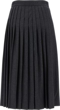 Prada Womens Gray Virgin Wool Midi Skirt