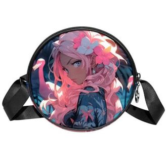 Generic Sac &agrave; bandouli&egrave;re Circle pour femme, petit sac &agrave; bandouli&egrave;re avec fermeture &eacute;clair, bretelles r&eacute;glables, sac &agrave; main rond d&eacute;contract&eacute; pour femmes et fi