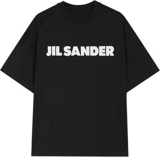 Jil Sander Homme, Tops, Noir, Taille: S Logo T-Shirt