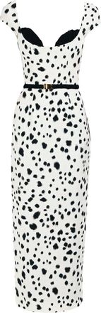 Rowen Rose BH-Kleid mit Dalmatiner-Muster - Weiß