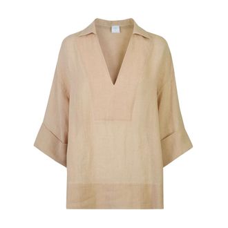 Eleventy Femme, Blouses et Chemises, Beige, Taille: 40 FR Camicia Scollo V