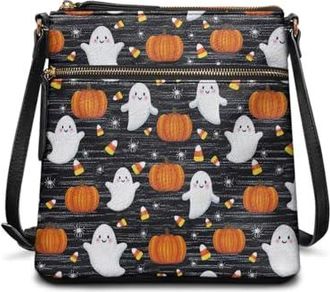 Hugs Idea Sac à main à bandoulière gothique pour femme Halloween, Citrouille dHalloween fantôme mignon, Taille unique