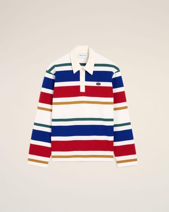 Ami Polo multicolore &agrave; rayures en coton patch Ami Blanc - XXL - Unisex