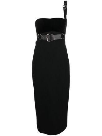 Roberto Cavalli robe mi-longue &agrave; d&eacute;tail de boucle - Noir
