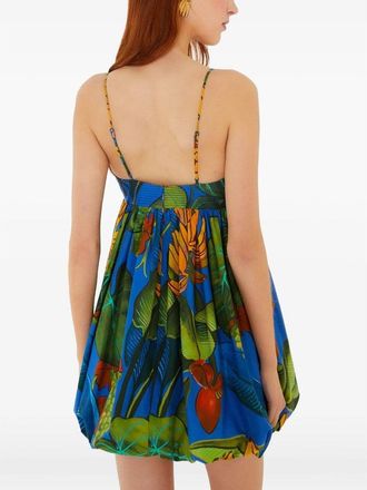 Farm Rio Cotton Bubble Hem Dress - Blue
