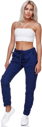 Glamexx24 Jogginghose Damen Casual Sommer Hose Einfarbig Leicht Freizeithose Made in Italy