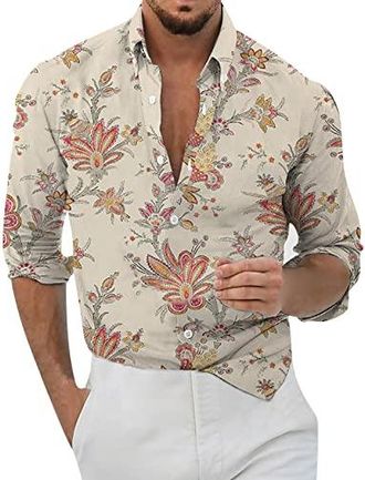 Generic Chemise hawa&iuml;enne personnalis&eacute;e, funky chemise hawa&iuml;enne pour homme, manches longues, d&eacute;contract&eacute;e, boutonn&eacute;e, chemise d&eacute;contract&eacute;e, plusieurs couleur