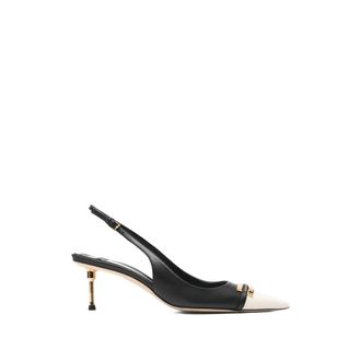 Elisabetta Franchi Femme, Chaussures, Noir, Taille: 37 EU Escarpins Slingbacks Bicolores en Cuir
