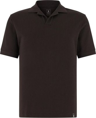 Boggi Milano Homme, Tops, Brun, Taille: 2XL Polo en Jacquard de Coton Pima