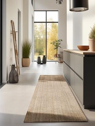 Hanse Home Jute Teppich - Natur Wohnzimmerteppich aus 100% Jute - Handgewebt & Natürlich - Boho Naturfaser Juteteppich für Wohnzimmer, Schlafzimmer, Esszimmer - 