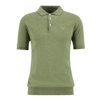 Barbour Homme, Tops, Vert, Taille: XL Polo Tricot&eacute; M&eacute;lange Lin Muston