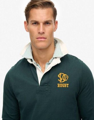 Superdry Vintage Athletic - Top style rugby en jersey - Vert &eacute;mail