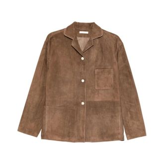 The Row Janine Suede Leather Shirt - Femme - Vestes - Brun - Taille: 36 FR