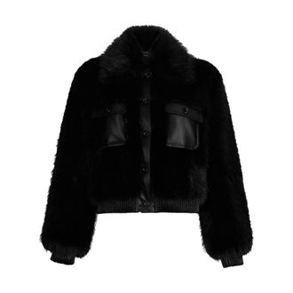 Liu Jo Femme, Vestes, Noir, Taille: 38 FR Faux Fur Jacket