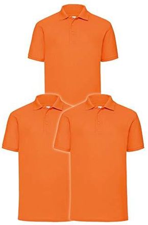 Fruit Of The Loom Lot de 3 polos pour homme, Orange, S