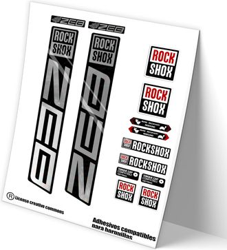 Generico Ref: VP448 Aufkleber, kompatibel mit Rock-Shox ZEB 2021-2025 MTB, Sticker, Aufkleber, Aufkleber f&uuml;r Mountainbikes, verchromt, silberfarben