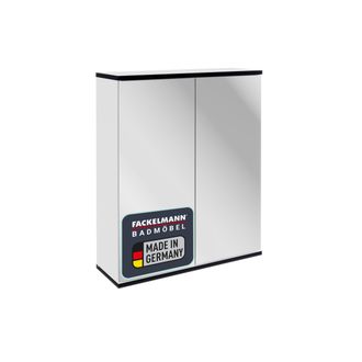 Fackelmann TE-A Spiegelschrank 60 cm in Wei&szlig; - Eleganter Badezimmerschrank mit Innenspiegel und Glaseinlegeb&ouml;den, Made in Germany