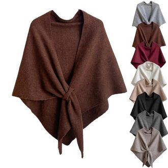 Generic Ch&acirc;le pour femme, ch&acirc;le cardigan 2025 de couleur unie, cape, laine cachemire, &eacute;paules hautes, pull, ch&acirc;le, &eacute;charpe pour lautomne et lhiver, marron, ta