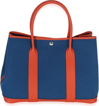 Herm&egrave;s Herm&egrave;s Bleu Outremer Capucine Toile Officier Vache Country Garden Party 36 PHW