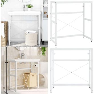 vidaXL Badezimmer Waschtischgestell Wei&szlig; 79x38x83 cm Eisen - Badezimmerm&ouml;bel - Waschtischgestell - Eisen Waschtisch - Wei&szlig;er Waschtisch - Unterw&auml;scheregal