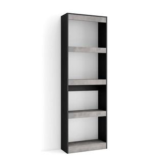 Skraut Home | Bücherregal Bibliothek | Bookshelf, Bookcase | 60x186x25cm | Wohnzimmer, Esszimmer, Büro | Aufbewahrungsregal | Moderner Stil | Zement