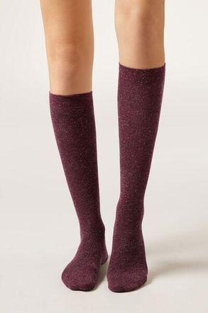 Calzedonia Lange Socken Mit Kaschmir Und Glitzer Bordeaux