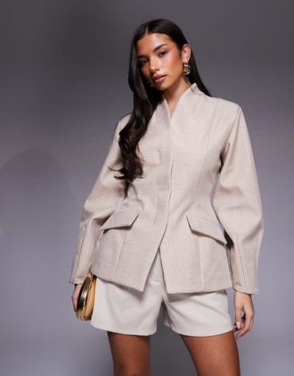 Asos Blazer cintr&eacute; &agrave; la taille - Taupe-Neutre