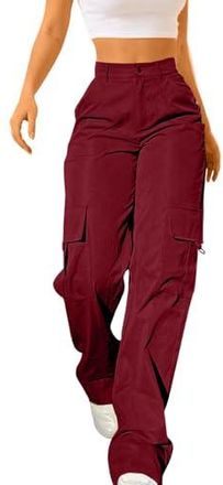 Generico Pantalon cargo pour femme dété taille haute respirant pantalon ample léger de sport avec muets, poches Streetwear avec poches latérales pantalon confo