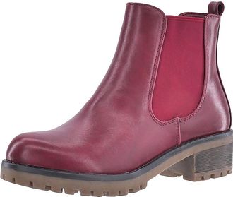 Elara Damen Stiefeletten Chelsea Boots Chunkyrayan S160 Bordeauxrot-41